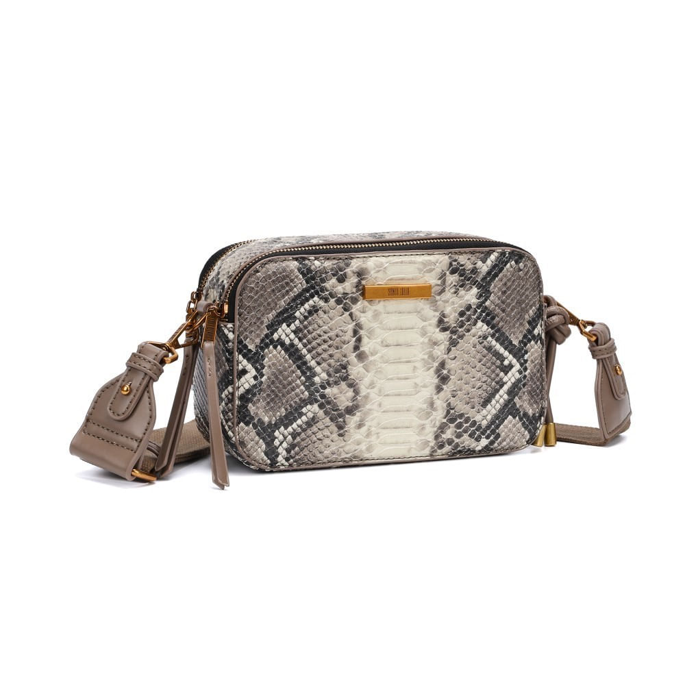 Bolsa Estampa Animal Print Cobra Alça Gorgurão Transversal - Santa Lolla
