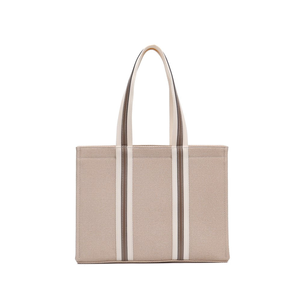 Bolsa Quadrada Estruturada Canvas Bege Alça De Ombro - Santa Lolla