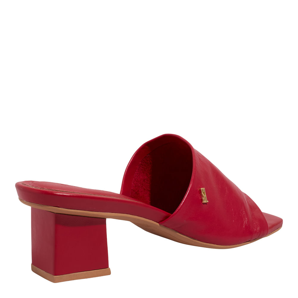 Mule Couro Nobre Soft Vermelho Blood Salto Bloco Bico Quadrado - Santa ...