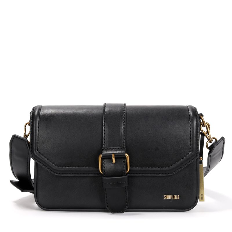 Bolsa Transversal Preta Média Fivela - Santa Lolla