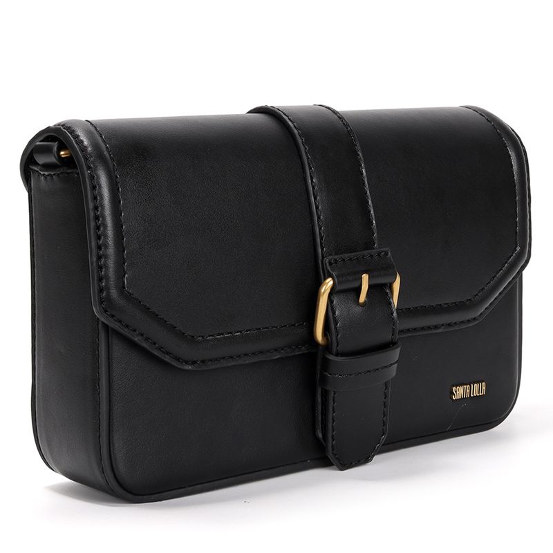 Bolsa Transversal Preta Média Fivela - Santa Lolla