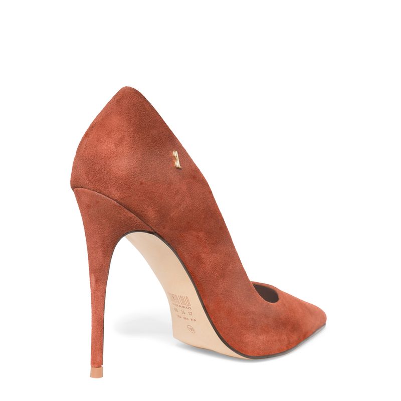 Scarpin Couro Camurça Salto Fino Telha - Santa Lolla