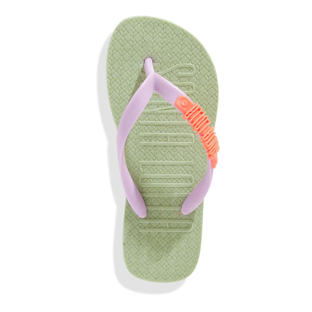 Chinelo Flip Flop Borracha Verde Tira Lilás - Santa Lolla
