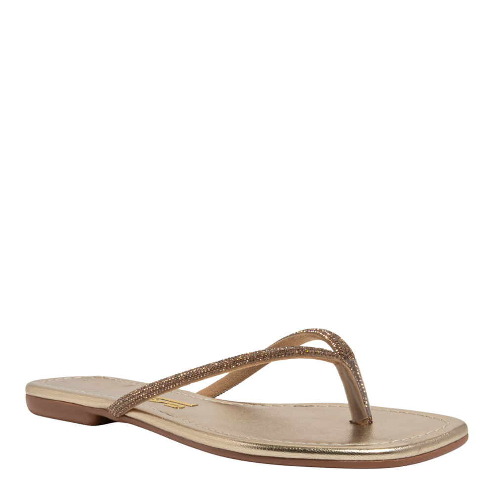 Rasteira Metalizada Dourada Tiras Manta Brilho - Santa Lolla