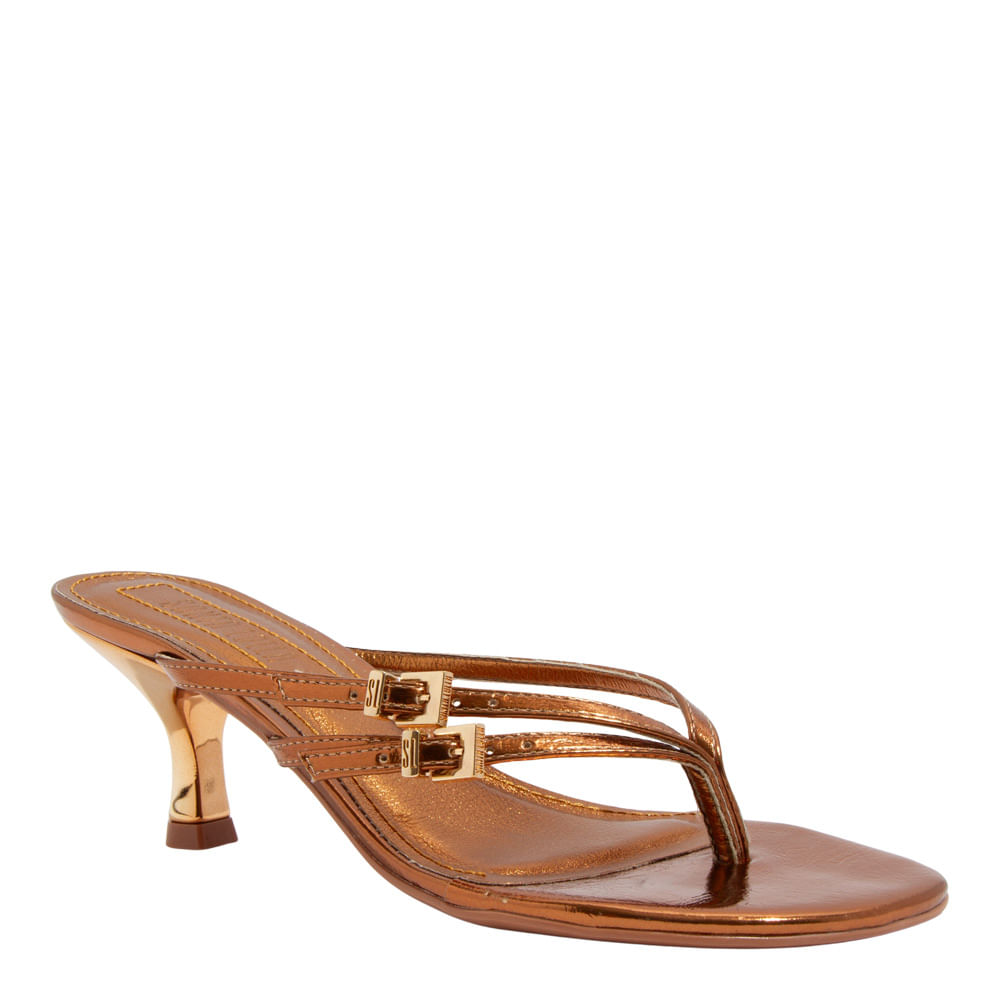Mule Crinkle Bronze Salto Médio - Santa Lolla