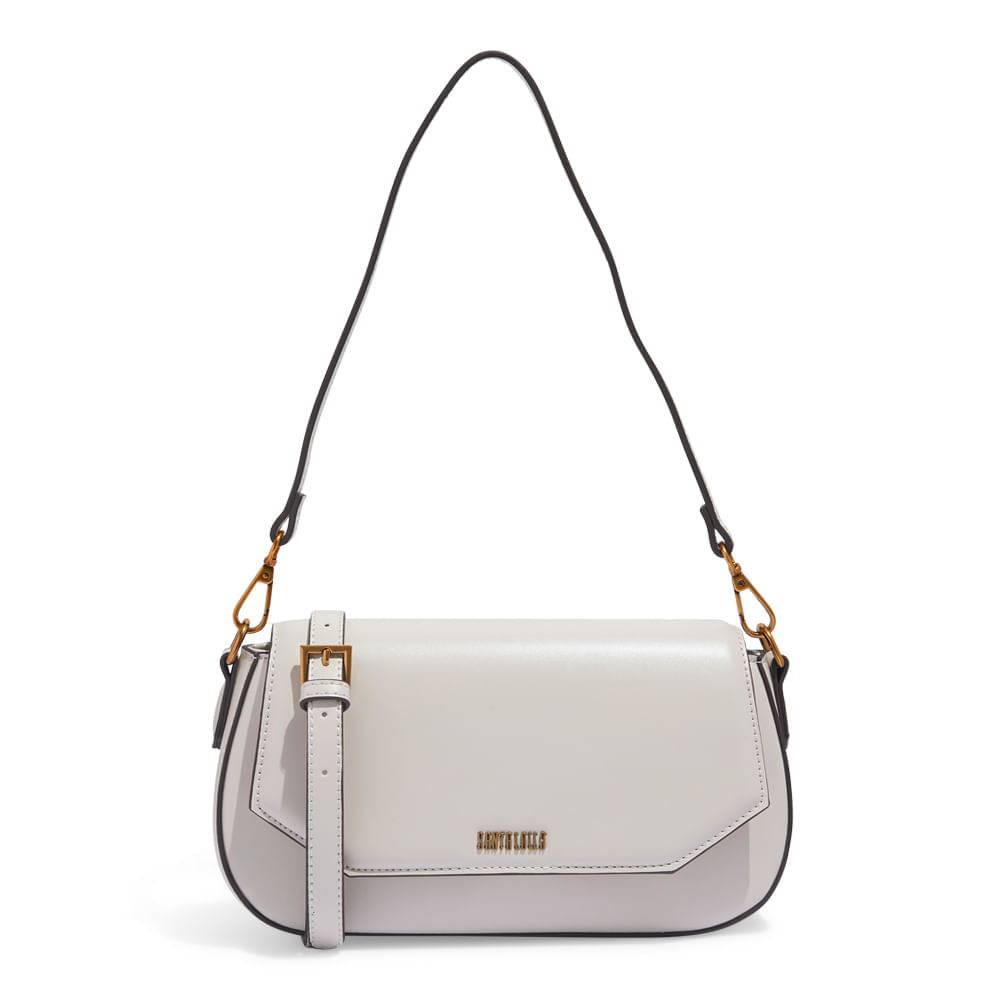 Bolsa Baguete Média Soft Off White Alça Ombro - Santa Lolla